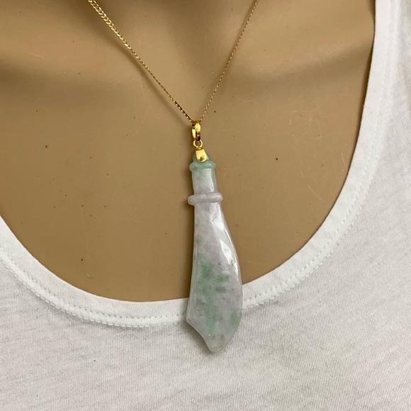 Element Shine | Accessories | 4k Gold Jadeite Jade Real Scimitar Sword ...